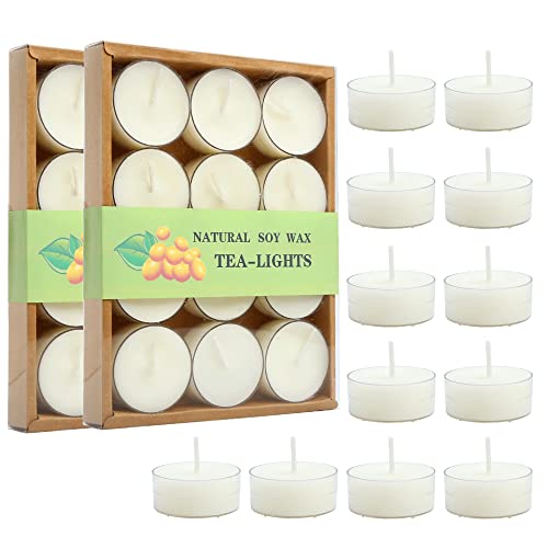 LJQizn 24pcs Natural Soy Tealight Candles Handmade Decorative Unscented Pure Soy Tea Lights（ Perfect for Birthday Party,Wedding, Spa, Home Decor