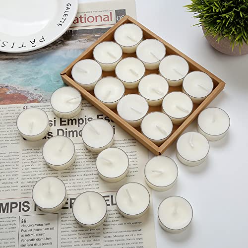 LJQizn 24pcs Natural Soy Tealight Candles Handmade Decorative Unscented Pure Soy Tea Lights（ Perfect for Birthday Party,Wedding, Spa, Home Decor