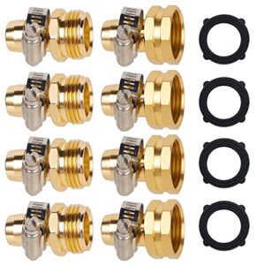 biswing garden hose repair connector with stainless steel clamps, 5/8" barb x 3/4" ght thread aluminum water hose pipe repair kit, female and male hose connectors, 4 pack