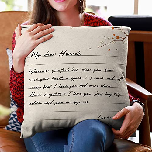 Hyturtle Personalized Love Letter Throw Pillow (Insert Included) Long Distance Gifts for Her Girlfriend Wife Him Boyfriend Husband - Valentine's Day Anniversary - Customized Cushion Home Decor Pillow