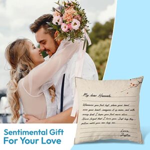 Hyturtle Personalized Love Letter Throw Pillow (Insert Included) Long Distance Gifts for Her Girlfriend Wife Him Boyfriend Husband - Valentine's Day Anniversary - Customized Cushion Home Decor Pillow