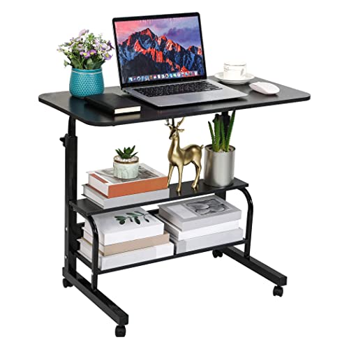 Laptop Desk Removable and Adjustable Height Table for Bedroom Bedside Table Lazy Sofa Table Minimalist Office Desk Home Student Writing Desk Desk, Small Standing Desk with Storage TV Tray Table.Black