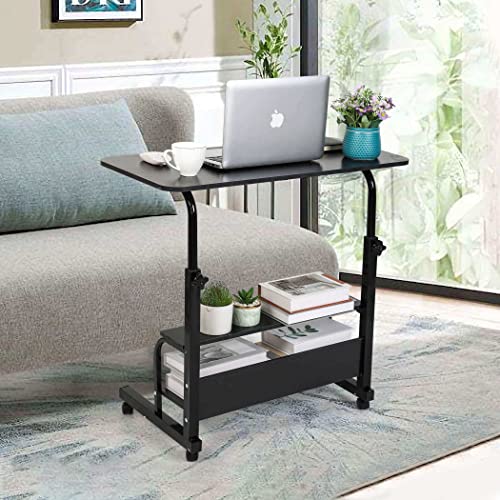 Laptop Desk Removable and Adjustable Height Table for Bedroom Bedside Table Lazy Sofa Table Minimalist Office Desk Home Student Writing Desk Desk, Small Standing Desk with Storage TV Tray Table.Black