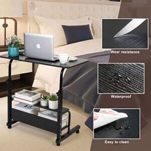 Laptop Desk Removable and Adjustable Height Table for Bedroom Bedside Table Lazy Sofa Table Minimalist Office Desk Home Student Writing Desk Desk, Small Standing Desk with Storage TV Tray Table.Black