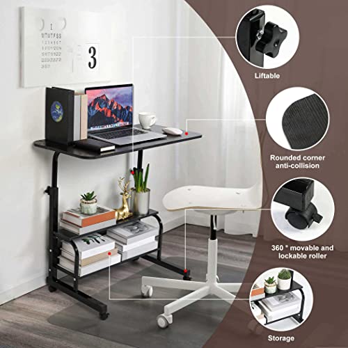 Laptop Desk Removable and Adjustable Height Table for Bedroom Bedside Table Lazy Sofa Table Minimalist Office Desk Home Student Writing Desk Desk, Small Standing Desk with Storage TV Tray Table.Black