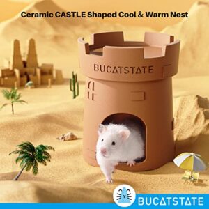 BUCATSTATE Ceramic Hamster Hideout, Castle Shape Hamster House and Cool Nest for Dwarf Hamster Gerbil Mice Golden Bear and Other Small Pets