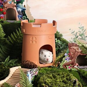 BUCATSTATE Ceramic Hamster Hideout, Castle Shape Hamster House and Cool Nest for Dwarf Hamster Gerbil Mice Golden Bear and Other Small Pets