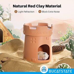 BUCATSTATE Ceramic Hamster Hideout, Castle Shape Hamster House and Cool Nest for Dwarf Hamster Gerbil Mice Golden Bear and Other Small Pets