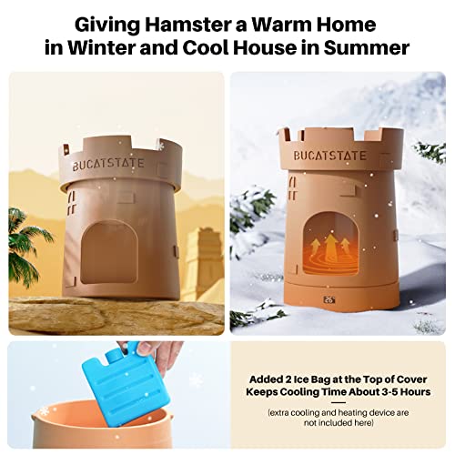 BUCATSTATE Ceramic Hamster Hideout, Castle Shape Hamster House and Cool Nest for Dwarf Hamster Gerbil Mice Golden Bear and Other Small Pets