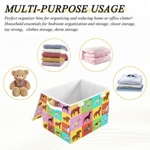 innewgogo Different Dogs Storage Bins with Lids for Organizing Closet Organizers with Handles Oxford Cloth Storage Cube Box for Clothes