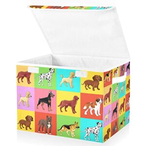 innewgogo Different Dogs Storage Bins with Lids for Organizing Closet Organizers with Handles Oxford Cloth Storage Cube Box for Clothes