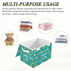 innewgogo Different Cartoon Dogs Storage Bins with Lids for Organizing Closet Organizers with Handles Oxford Cloth Storage Cube Box for Living Room