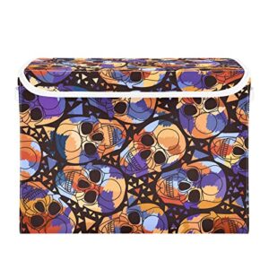 innewgogo skull purple shadow storage bins with lids for organizing closet organizers with handles oxford cloth storage cube box for books