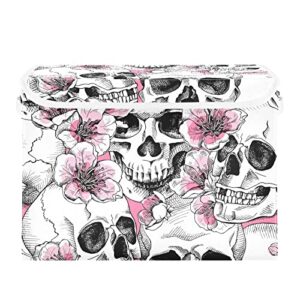 innewgogo skull flowers storage bins with lids for organizing closet organizers with handles oxford cloth storage cube box for room