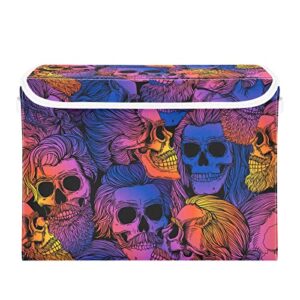 innewgogo bearded skulls storage bins with lids for organizing closet organizers with handles oxford cloth storage cube box for books