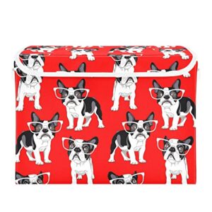 innewgogo cartoon french bulldog storage bins with lids for organizing closet organizers with handles oxford cloth storage cube box for room