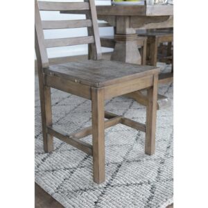 Trent Home Transitional 18" Reclaimed Pine Dining Chair in Weathered Brown