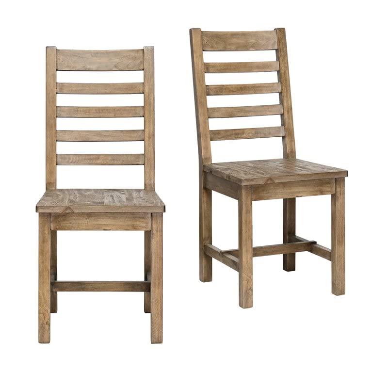 Trent Home Transitional 18" Reclaimed Pine Dining Chair in Weathered Brown