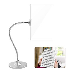 5x magnifiers with stand, 10"x6" flexible gooseneck full book page magnifying, large book page magnifier for reading small prints & low vision seniors with aging eyes, sliver