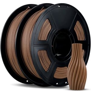 2 pieces pla 3d printer filament wood filament 1.75mm sandalwood pla filament 3d printing filament dark wood filament bundle with 30% real wood fiber, 2kg/ 4.4lbs