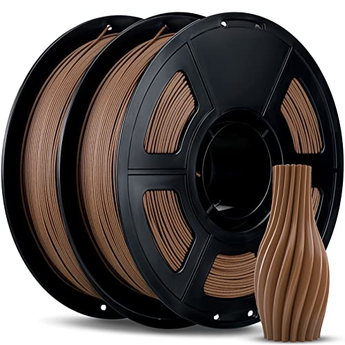 2 Pieces PLA 3D Printer Filament Wood Filament 1.75mm Sandalwood PLA Filament 3D Printing Filament Dark Wood Filament Bundle with 30% Real Wood Fiber, 2kg/ 4.4lbs