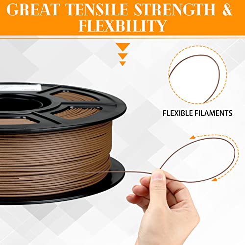 2 Pieces PLA 3D Printer Filament Wood Filament 1.75mm Sandalwood PLA Filament 3D Printing Filament Dark Wood Filament Bundle with 30% Real Wood Fiber, 2kg/ 4.4lbs