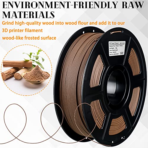 2 Pieces PLA 3D Printer Filament Wood Filament 1.75mm Sandalwood PLA Filament 3D Printing Filament Dark Wood Filament Bundle with 30% Real Wood Fiber, 2kg/ 4.4lbs