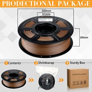 2 Pieces PLA 3D Printer Filament Wood Filament 1.75mm Sandalwood PLA Filament 3D Printing Filament Dark Wood Filament Bundle with 30% Real Wood Fiber, 2kg/ 4.4lbs