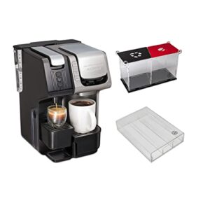 hamilton beach flexbrew universal trio 2-way coffee maker (black) bundle with coffee pod organizers and multipurpose acrylic coffee pod organizer (3 items)