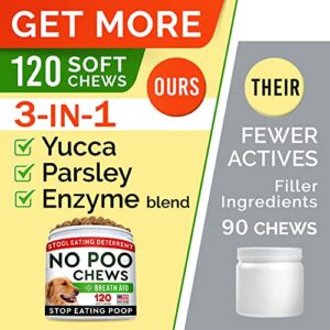 STRELLALAB No Poo Treats for Dogs - Coprophagia Stool Eating Deterrent - Digestive Enzymes - Gut Health & Immune Support - Stop Eating Poop - Bacon Flavor 120 Chews