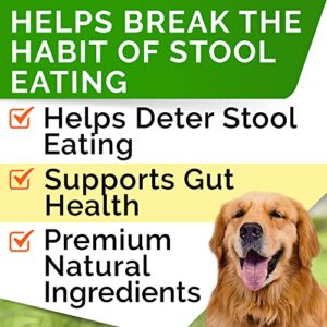 STRELLALAB No Poo Treats for Dogs - Coprophagia Stool Eating Deterrent - Digestive Enzymes - Gut Health & Immune Support - Stop Eating Poop - Bacon Flavor 120 Chews