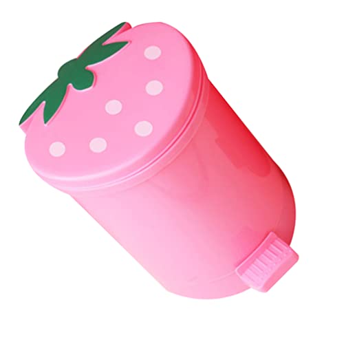 NUOBESTY Strawberry Trash Bin Mini Strawberry Trash Can Cute Strawberry Desk Garbage Bin with Swing Lid for Car Desk Office Kitchen(Pink)