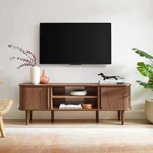 Modway Contour Mid-Century Modern Media TV Stand in Walnut, 15 x 54.5 x 18.5