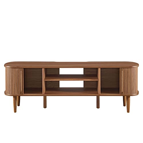 Modway Contour Mid-Century Modern Media TV Stand in Walnut, 15 x 54.5 x 18.5