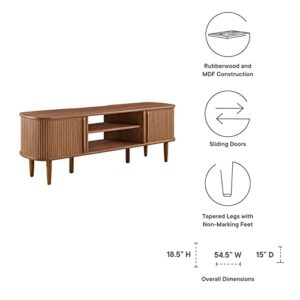 Modway Contour Mid-Century Modern Media TV Stand in Walnut, 15 x 54.5 x 18.5