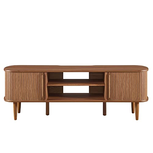 Modway Contour Mid-Century Modern Media TV Stand in Walnut, 15 x 54.5 x 18.5