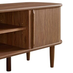 Modway Contour Mid-Century Modern Media TV Stand in Walnut, 15 x 54.5 x 18.5