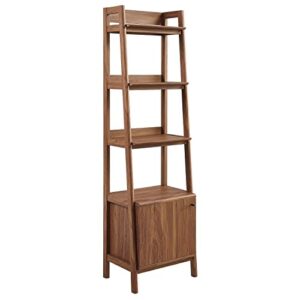 modway 21" bookshelf display case in walnut