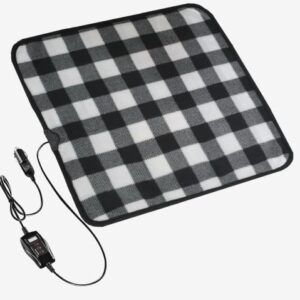 Zento Car Travel Pad for Comfort (Black Plaid) - Fleece Rustic Plaid Designed Mini Blanket to Carry On Your Winter Travelling Vacations