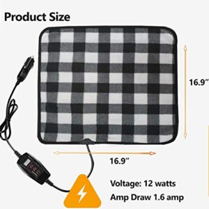 Zento Car Travel Pad for Comfort (Black Plaid) - Fleece Rustic Plaid Designed Mini Blanket to Carry On Your Winter Travelling Vacations