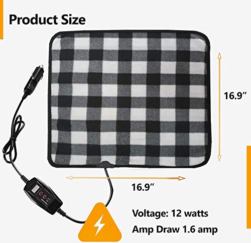 Zento Car Travel Pad for Comfort (Black Plaid) - Fleece Rustic Plaid Designed Mini Blanket to Carry On Your Winter Travelling Vacations