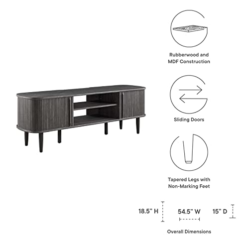 Modway Contour Mid-Century Modern 55" Media TV Stand in Charcoal, 15 x 54.5 x 18.5