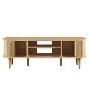 Modway Contour Mid-Century Modern 55" Media TV Stand in Oak, 15 x 54.5 x 18.5