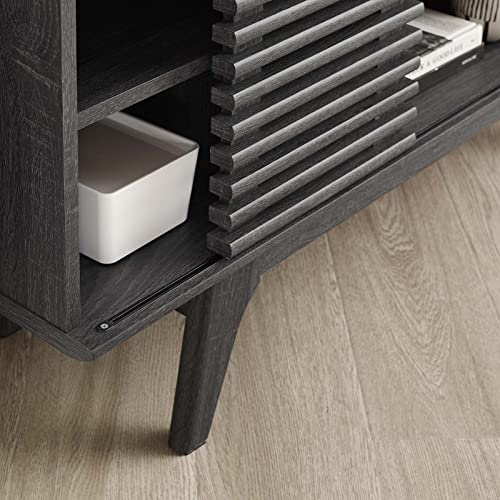 Modway Render Mid-Century Modern Low Profile 46" Corner Media TV Stand in Charcoal