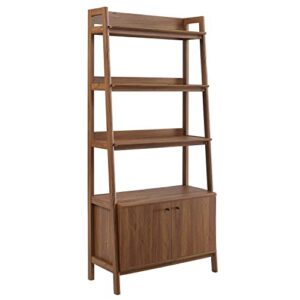 modway 33" bookshelf display case in walnut