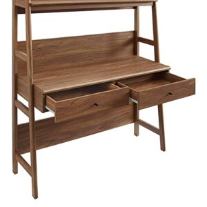 Modway Bixby Home Office Desk with Bookshelf in Walnut