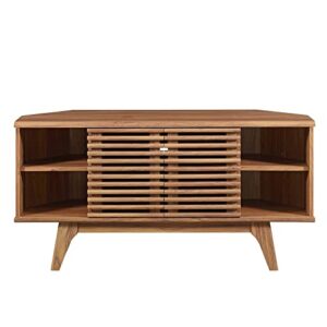 Modway Render Mid-Century Modern Low Profile Corner Media TV Stand in Wal, 15 x 46 x 23