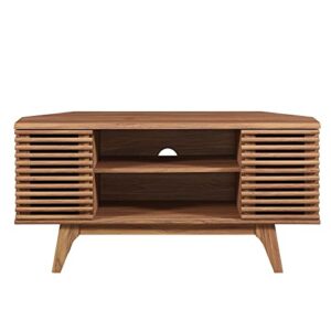 Modway Render Mid-Century Modern Low Profile Corner Media TV Stand in Wal, 15 x 46 x 23