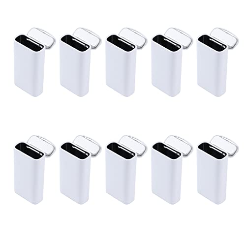 Tighall 10PCS Metal Tin Box Containers Rectangular Empty Hinged Tins Box Containers for Gum, Candies, Mint, Easy Opening, White