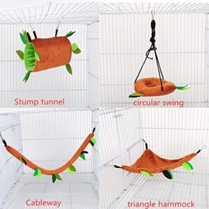 5pcs Hamster Hammock, Small Animal Hanging Warm Bed, Squirrel Tunnel and Swing Cage Nest Accessories